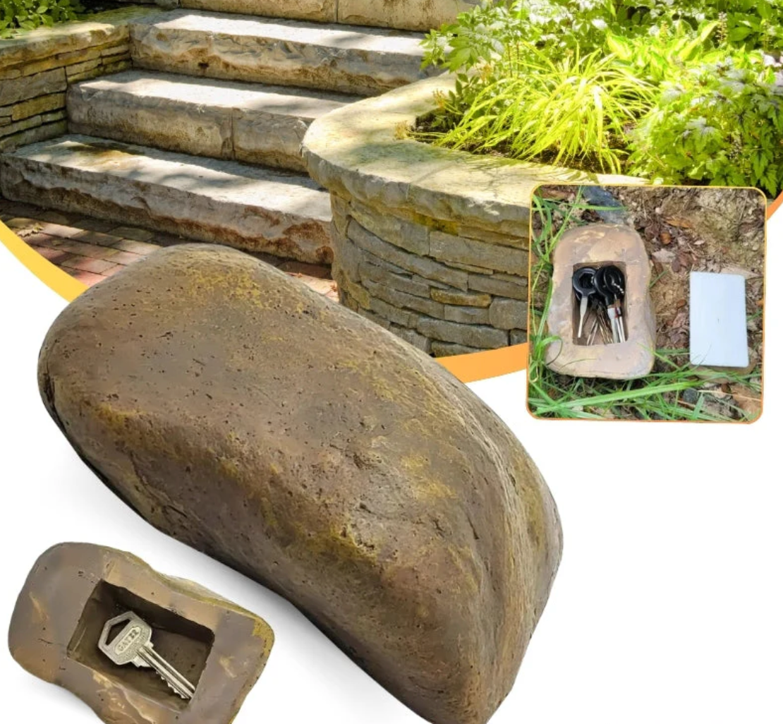 Buy one get one FREE| StoneLock - Waterproof Simulated Stone Key Stora ...